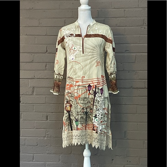 Ochre | Dresses | Vintage New Orleans Theme Dress S | Poshmark